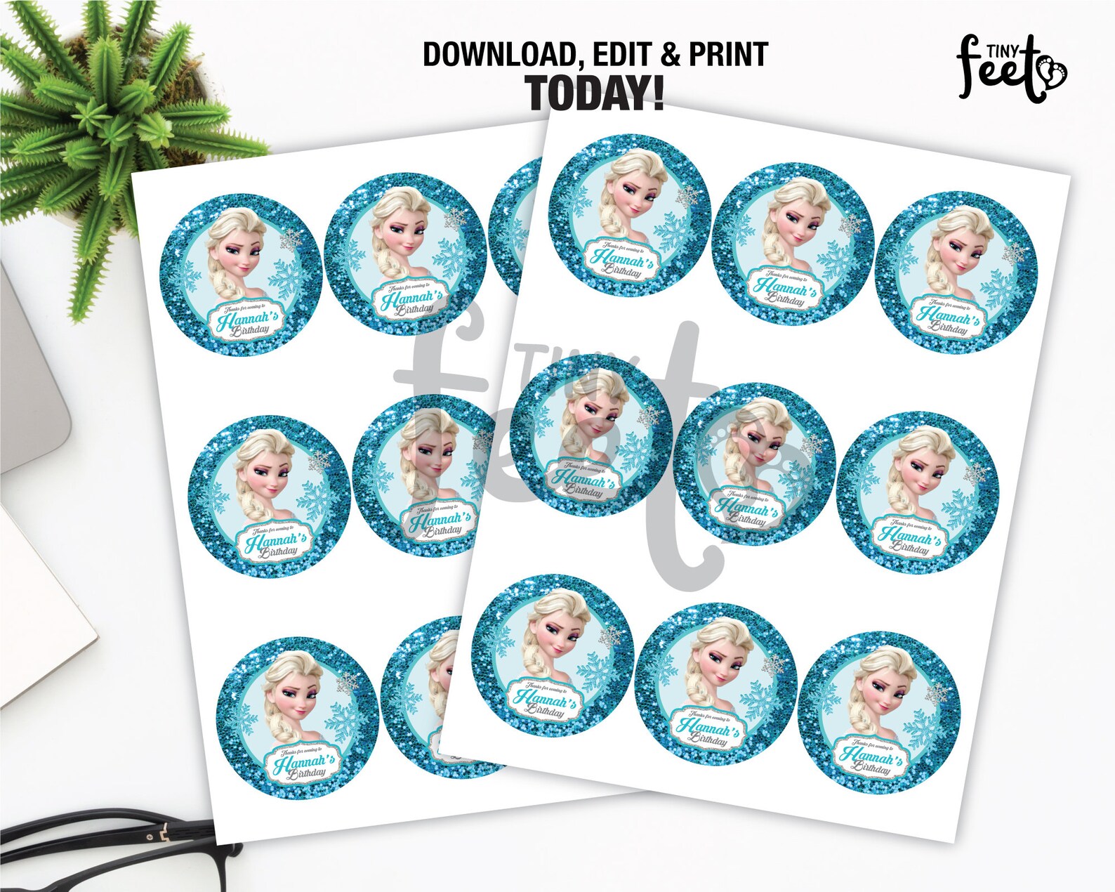 Frozen Birthday Favor Tags Frozen Round Favor Tag Elsa Favor - Etsy