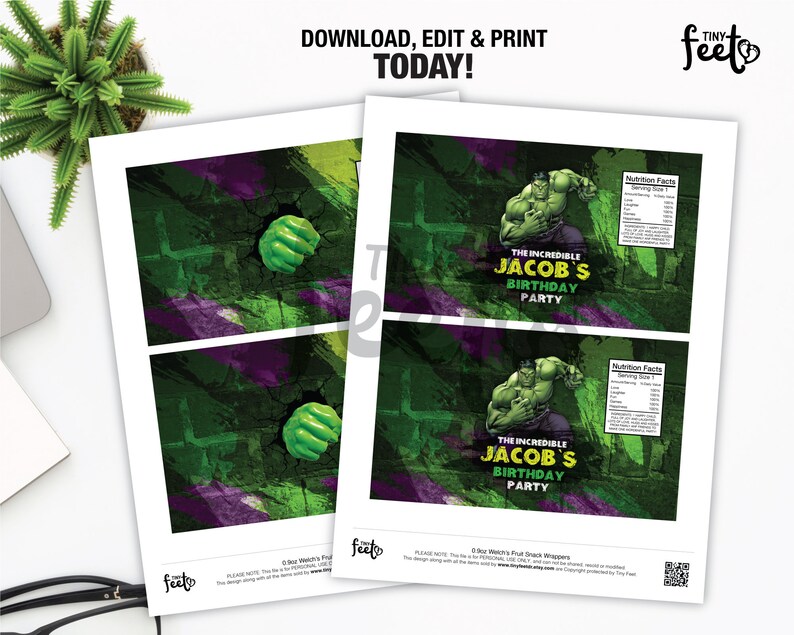 Hulk Fruit Snack Wrapper the Incredible Hulk Printable - Etsy