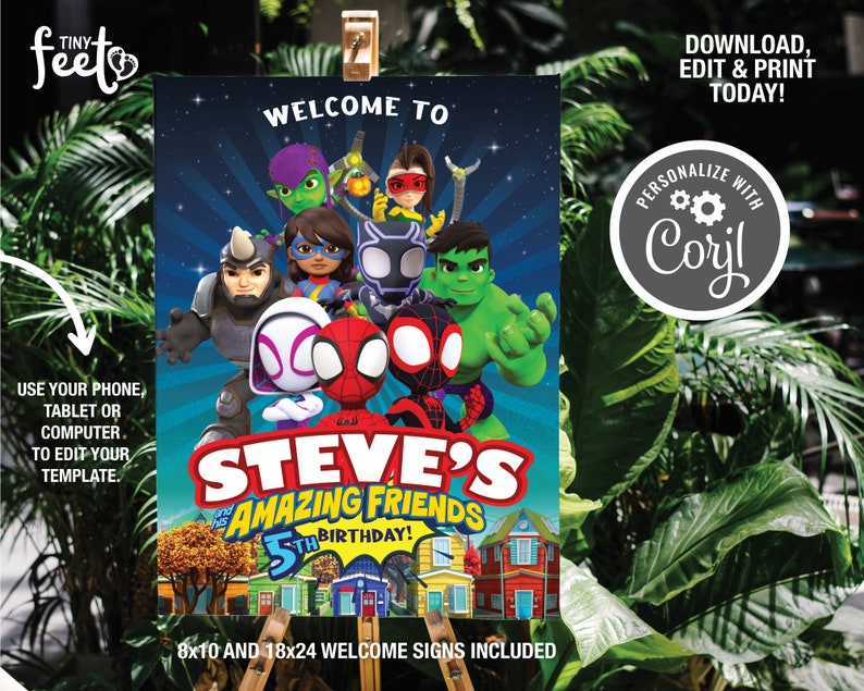 Spidey and His Amazing Friends Birthday Welcome Sign - Etsy