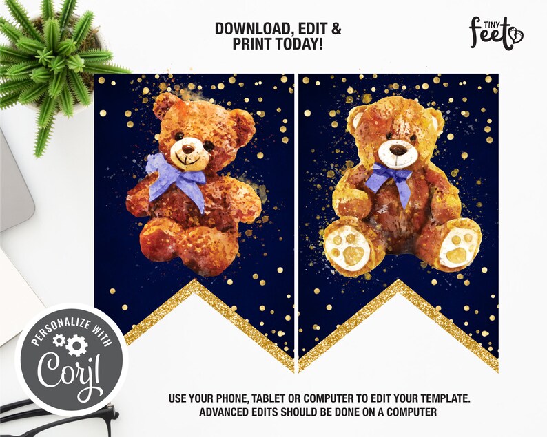 Teddy Bear Baby Shower Banner Navy Blue Teddy Bear Baby - Etsy