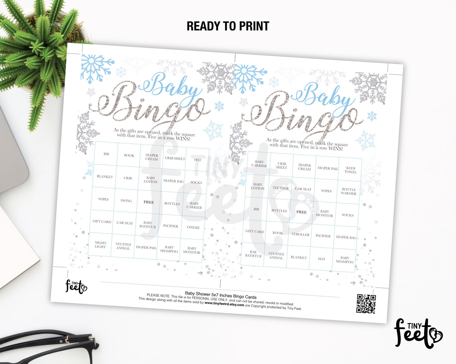 Winter Baby Shower Bingo Cards Snowflakes Baby Shower Bingo - Etsy