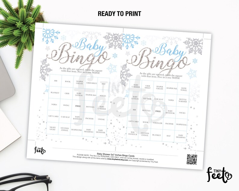 Winter Baby Shower Bingo Cards Snowflakes Baby Shower Bingo - Etsy