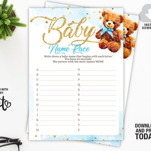 Teddy Bear Baby Shower Games Bundle, Printable Teddy Bear Baby Shower ...
