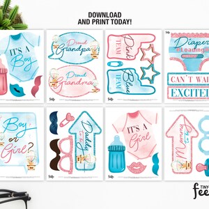 Hot Air Balloon Gender Reveal Baby Shower Photo Booth Props, Gender ...