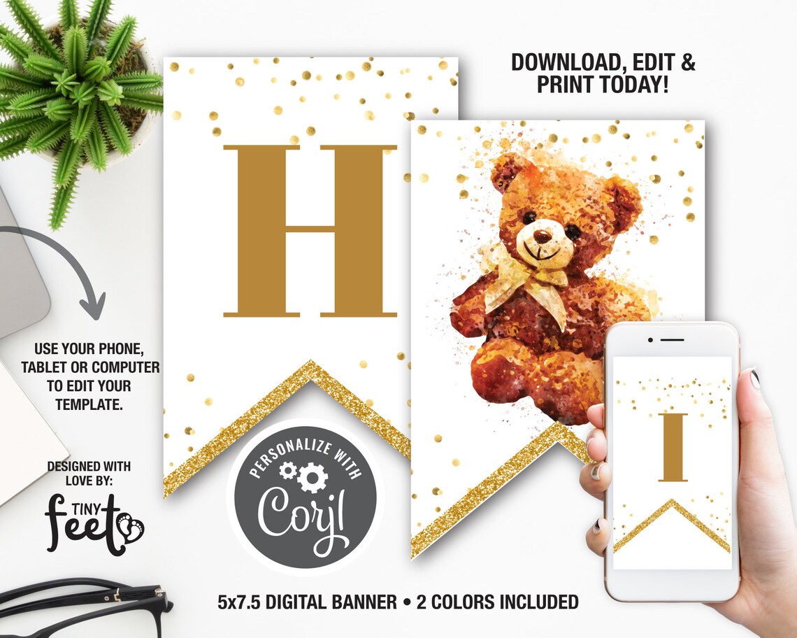 Teddy Bear Baby Shower Banner Teddy Bear Baby Shower Bunting - Etsy