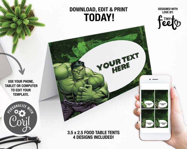 Hulk Food Table Tent the Incredible Hulk Food Labels Hulk | Etsy