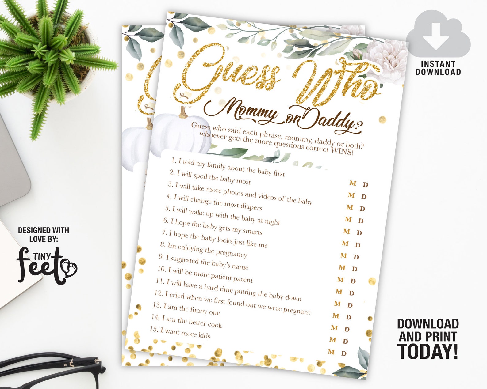 Little Pumpkin Baby Shower Game Guess Who Baby Shower Game | Etsy