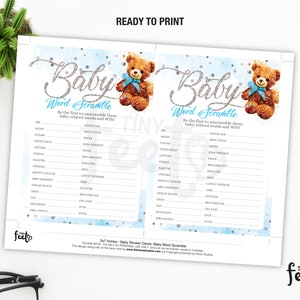 Teddy Bear Baby Shower Game Baby Word Scramble, Teddy Bear Baby Shower ...