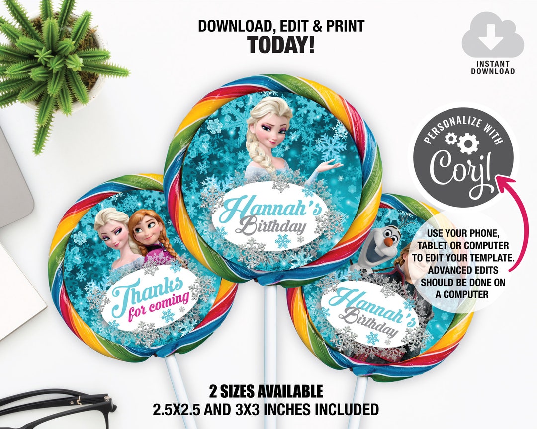 Frozen Swirl Lollipop Labels, Elsa Frozen Printable Birthday Party ...