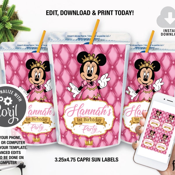 Minnie Mouse Labels - Etsy