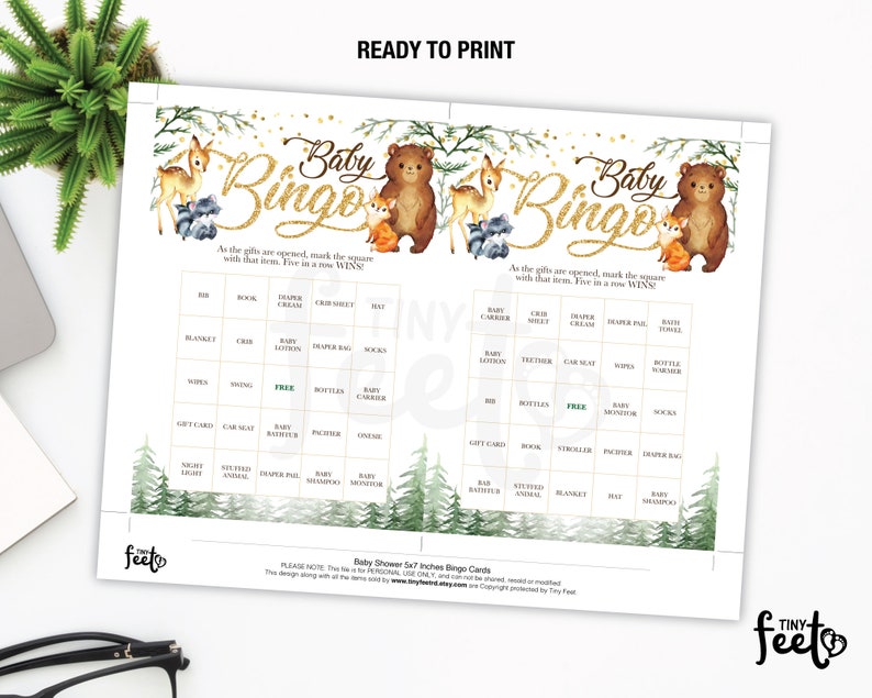 Woodland Baby Shower Bingo Cards Forest Baby Shower Bingo - Etsy