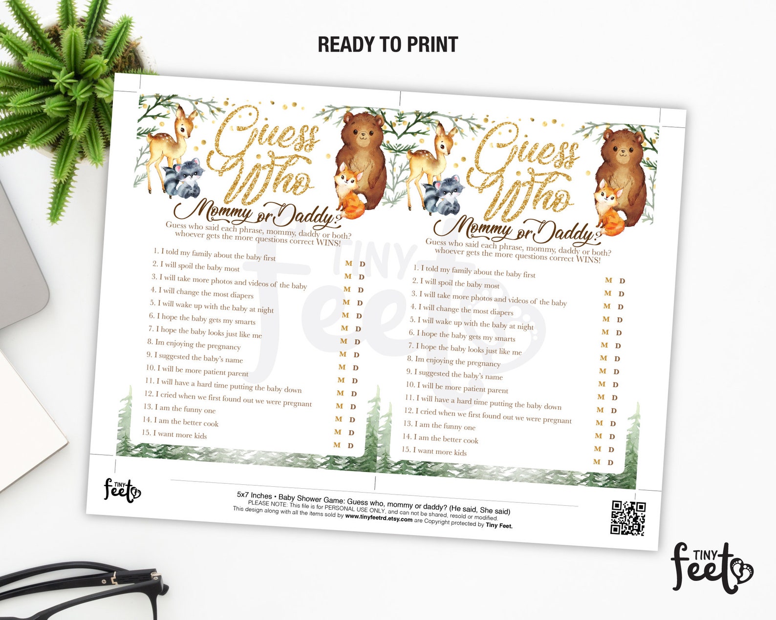 Woodland Baby Shower Game Guess Who Forest Baby Shower Game - Etsy