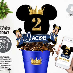 Royal Mickey Mouse Centerpiece, Prince Mickey Birthday Party, Royal ...