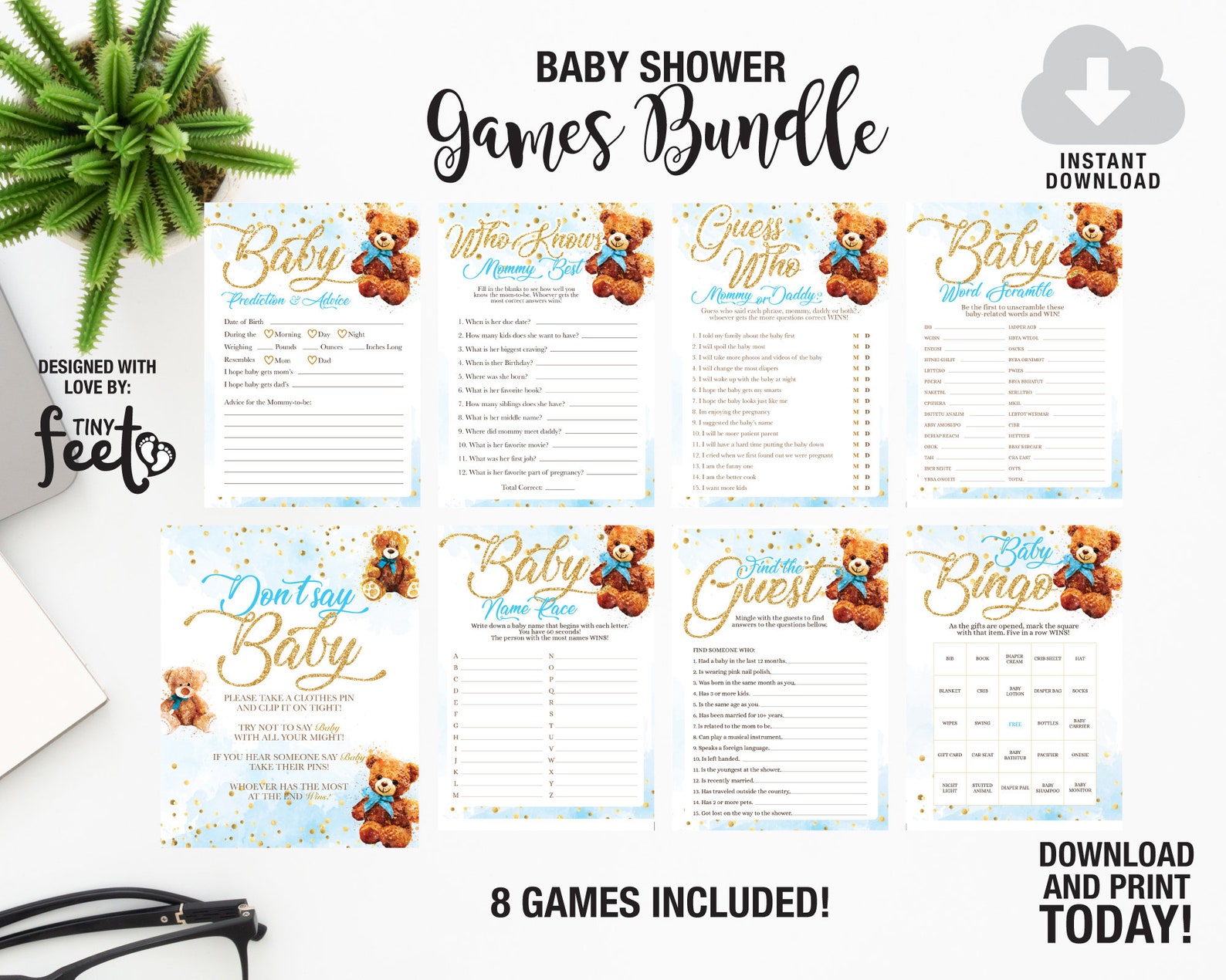 Teddy Bear Baby Shower Games Bundle Printable Teddy Bear Baby - Etsy
