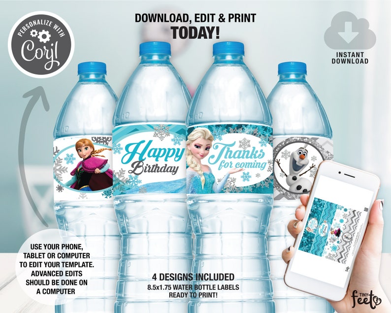 Frozen Water Bottle Label Printable Winter Water Bottle - Etsy