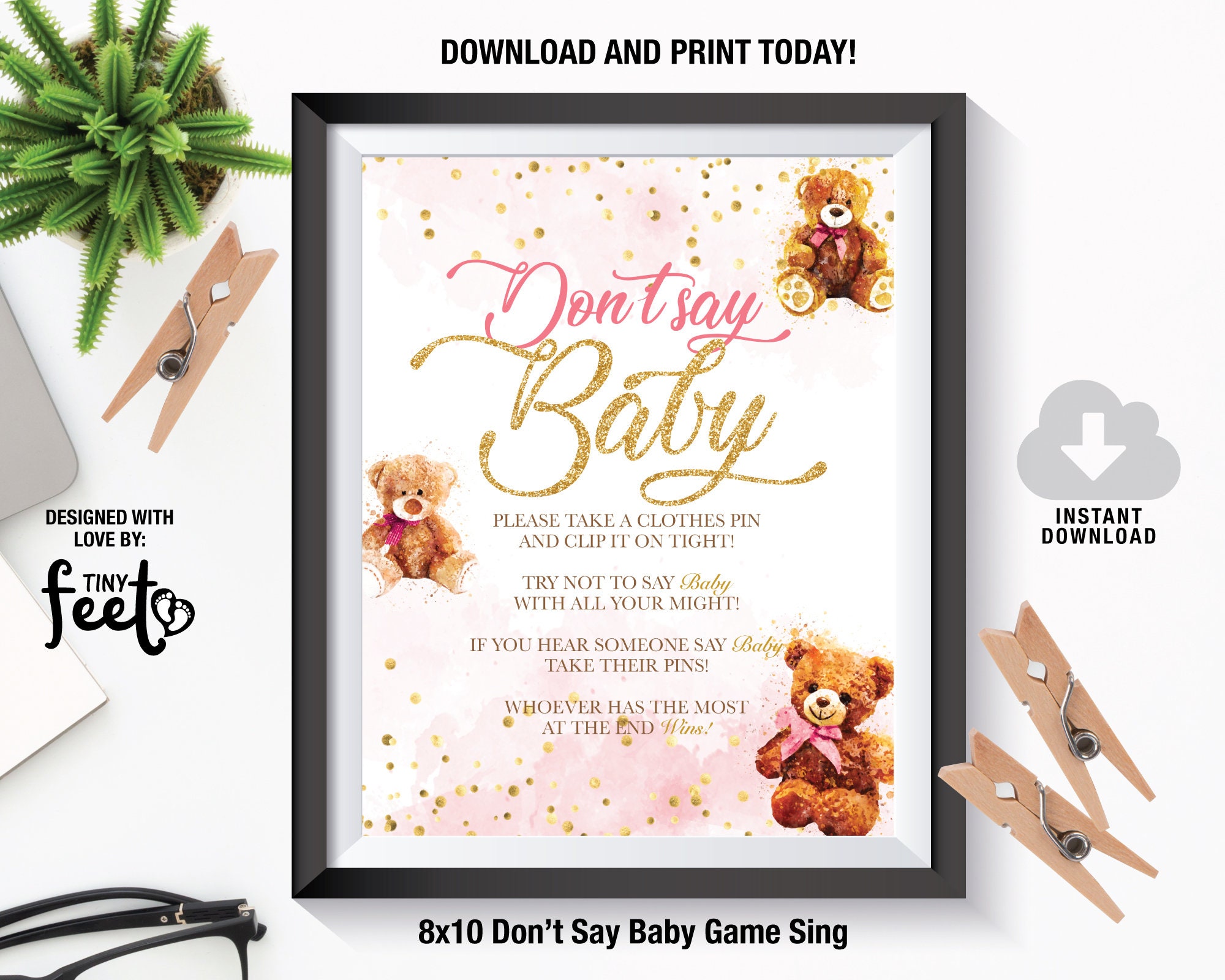 Pink Teddy Bear Baby Shower Games Bundle Printable Teddy Bear | Etsy