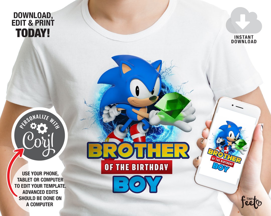 Sonic Iron on Transfer, Sonic the Hedgehog Birhtday T-shirt Design ...