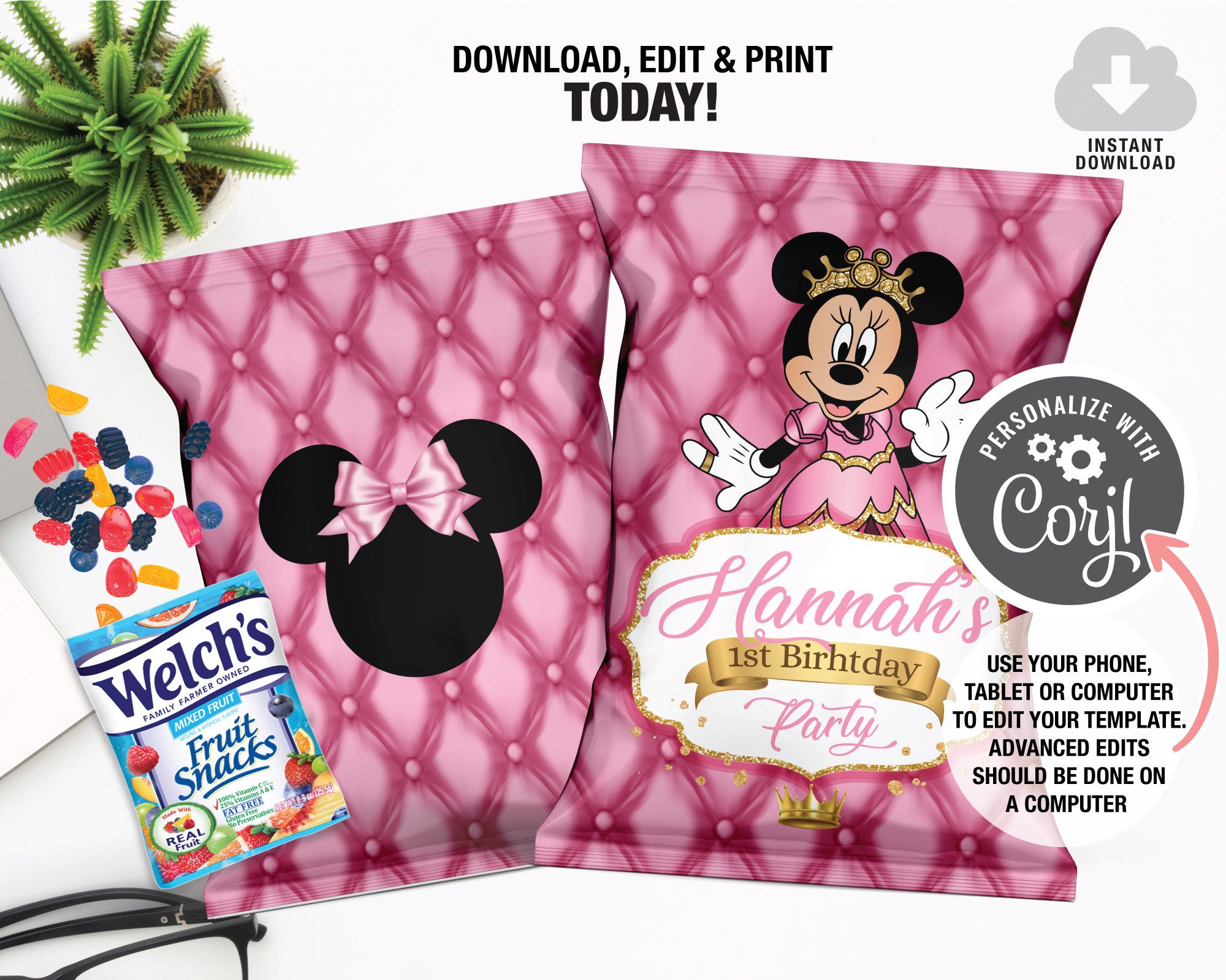 Princess Minnie Fruit Snack Wrapper Minnie Mouse Printable - Etsy