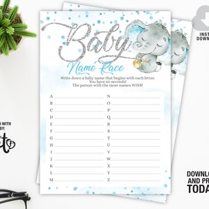 Baby Elephant Baby Shower Games Bundle Printable Elephant | Etsy