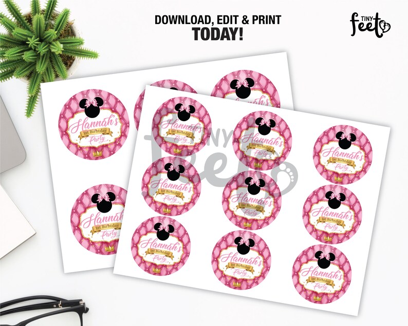 Royal Minnie Swirl Lollipop Labels Princess Minnie Mouse - Etsy