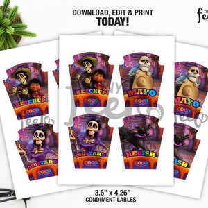 Coco Condiment Labels, Mexican Birthday Party, Custom Condiment Labels ...