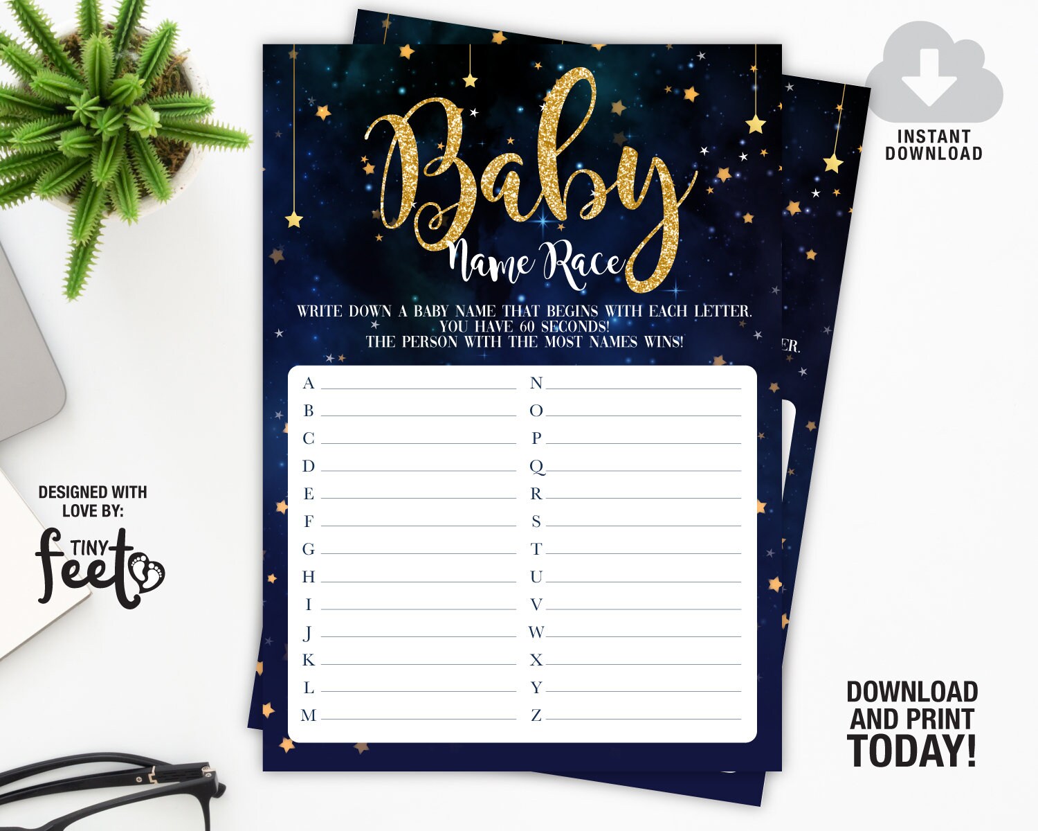 Twinkle Twinkle Little Star Baby Shower Game Baby Name Race | Etsy