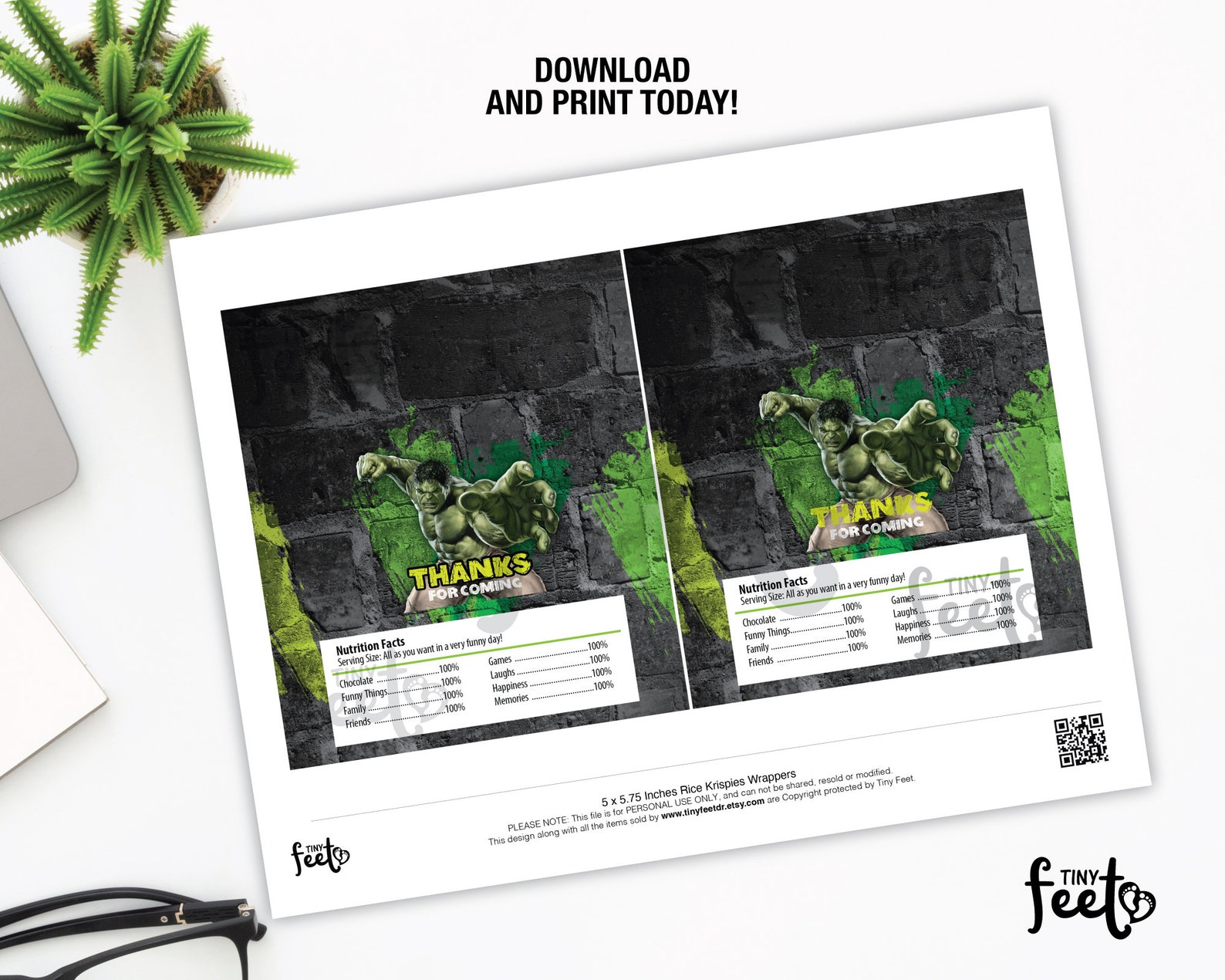 Hulk Birthday Rice Krispies Wrappers the Incredible Hulk | Etsy