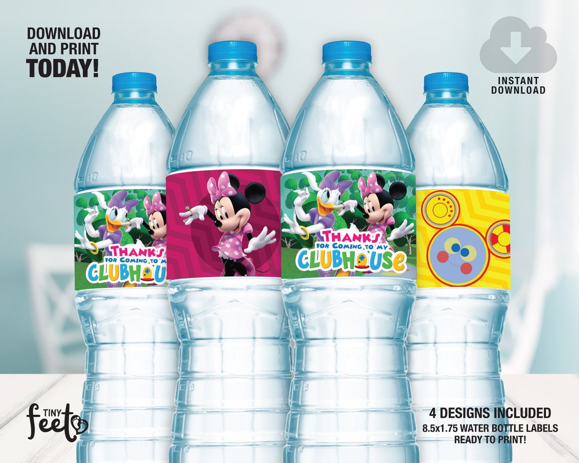 Mickey Mouse Clubhouse Water Bottle Label Printable Water | Etsy