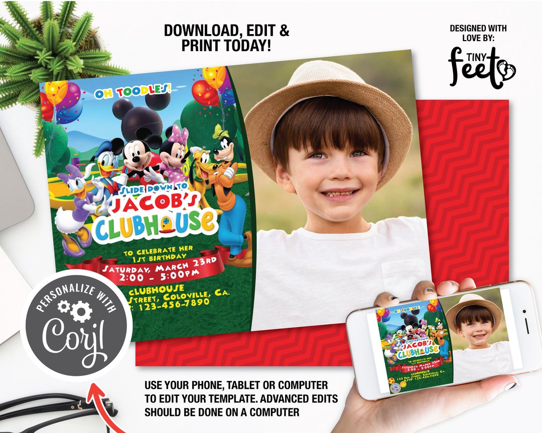 Mickey Mouse Clubhouse Birthday Invitation, Minnie Mouse Clubhouse ...