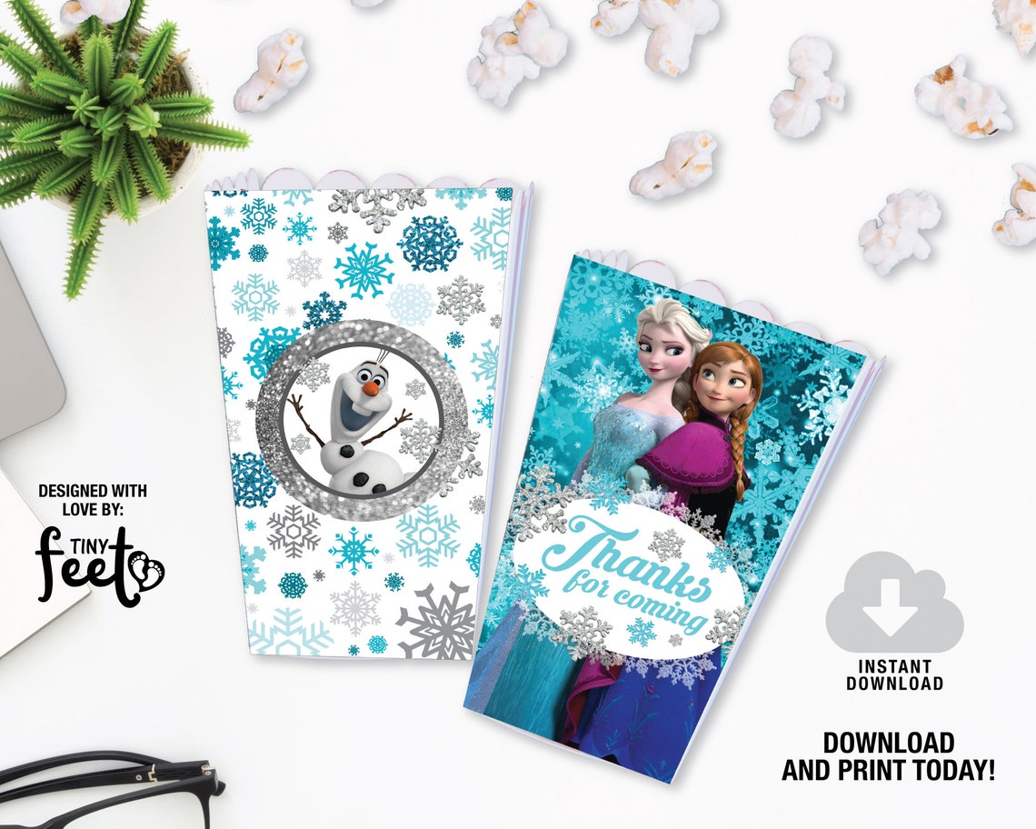 Frozen Popcorn Box Elsa and Anna Birthday Party Instant - Etsy