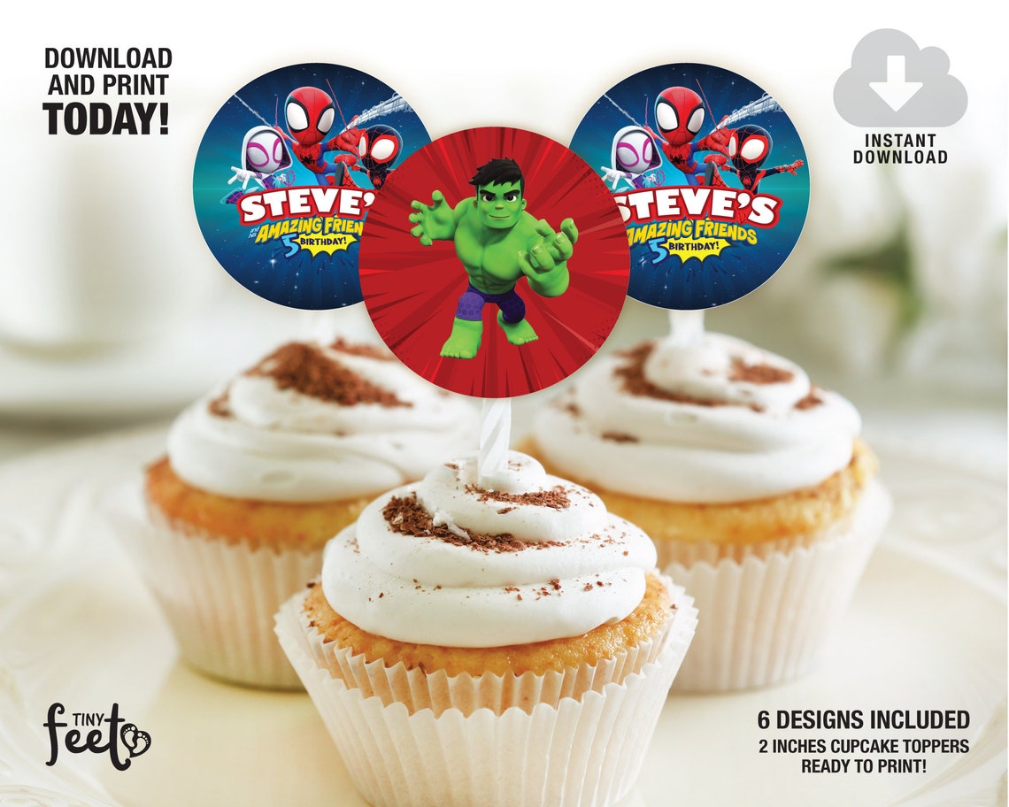Spidey and His Amazing Friends Cupcake Toppers Spidey - Etsy