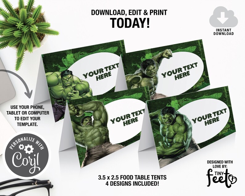 Hulk Food Table Tent the Incredible Hulk Food Labels Hulk | Etsy