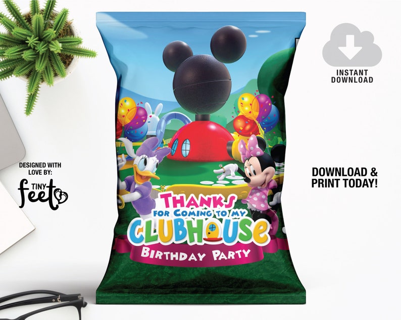 Mickey Mouse Clubhouse Chips Bag Minnie Mouse Printable Party | Etsy