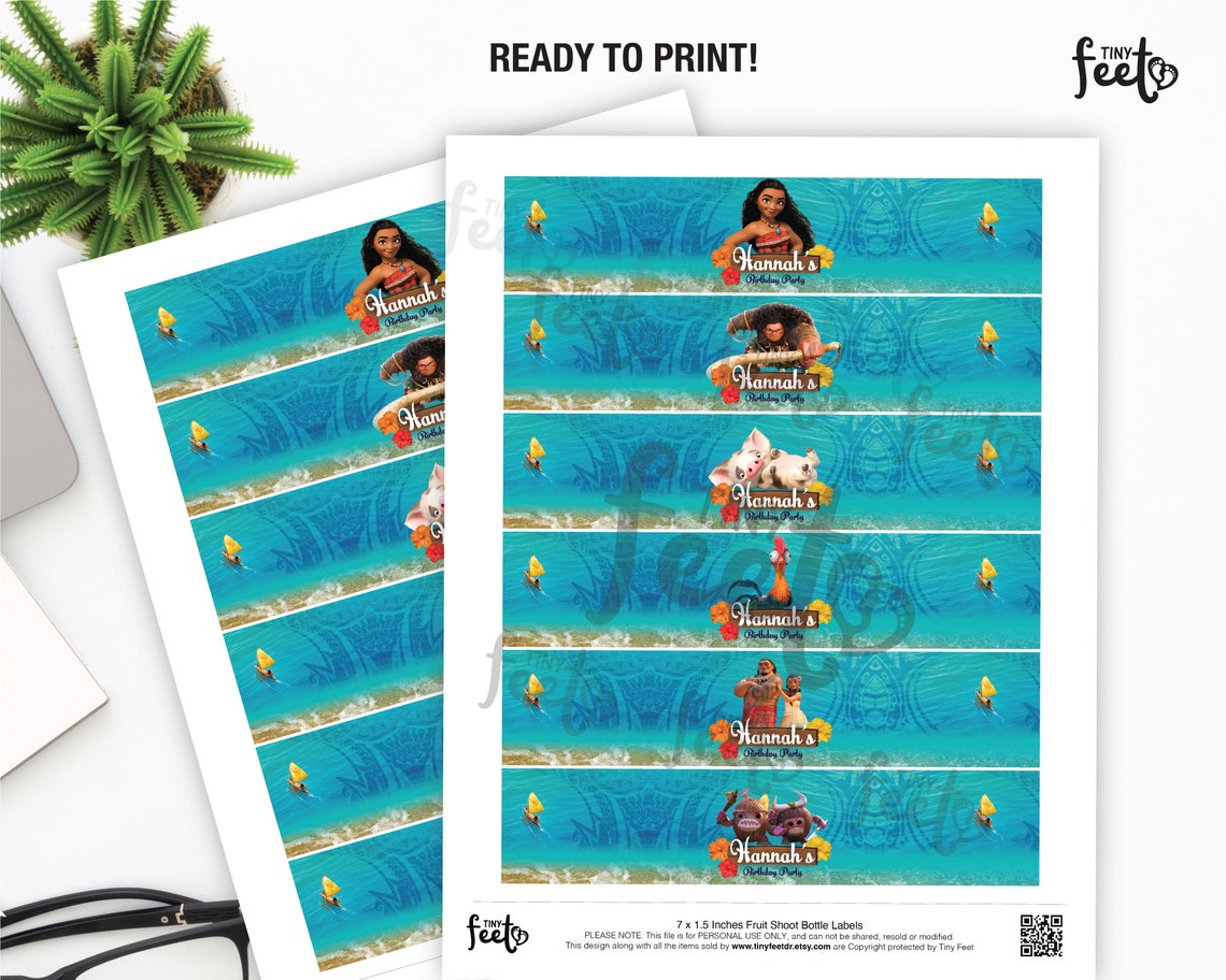 Moana Fruit Shoot Bottle Label Printable Labels Template - Etsy