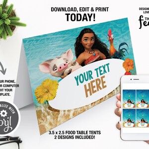Moana Food Table Tent, Moana Food Labels, Moana Birthday Party Decor ...