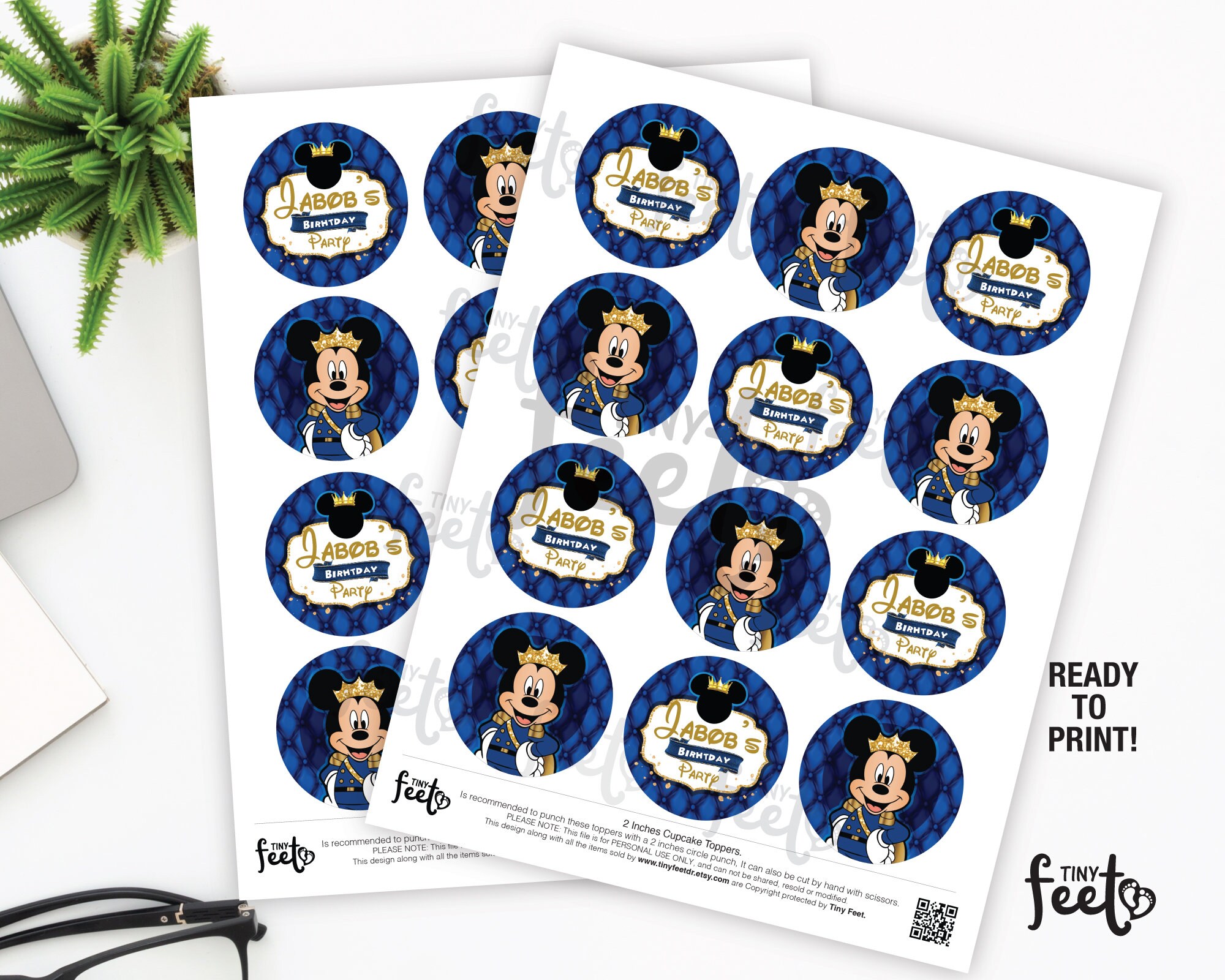 Royal Mickey Mouse Cupcake Toppers Prince Mickey Mouse Party - Etsy