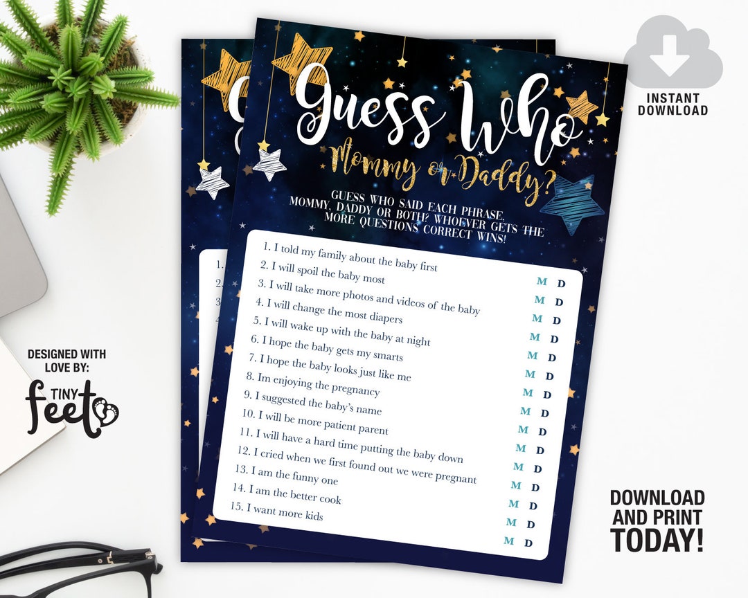 Twinkle Twinkle Little Star Baby Shower Game Guess Who?, Baby Shower ...