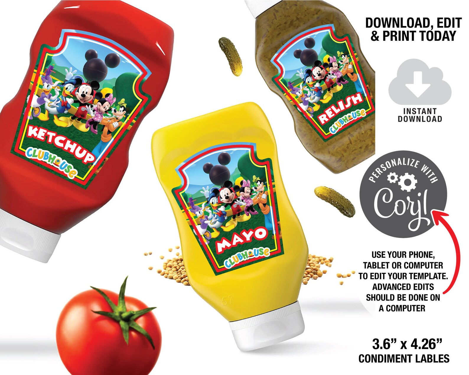 Mickey Mouse Clubhouse Condiment Labels Mickey Mouse - Etsy