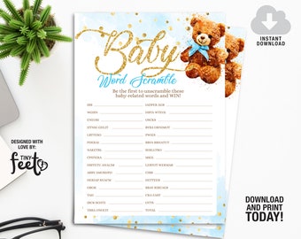 Baby Shower Games Bear Theme Baby Shower Games Word Scramble Cards ...