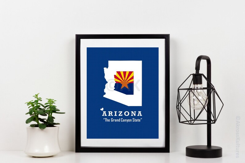 Map of Arizona Arizona Flag Arizona Slogan Poster Print | Etsy