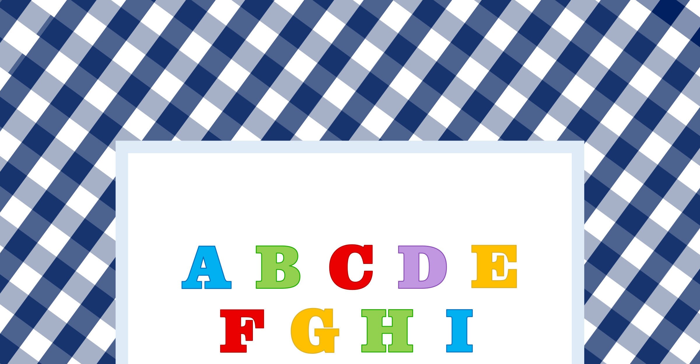 Alphabet and Numbers Poster Print Wall Art Dark Blue Gingham - Etsy