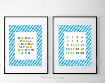 Blue Gingham Numbers - Etsy