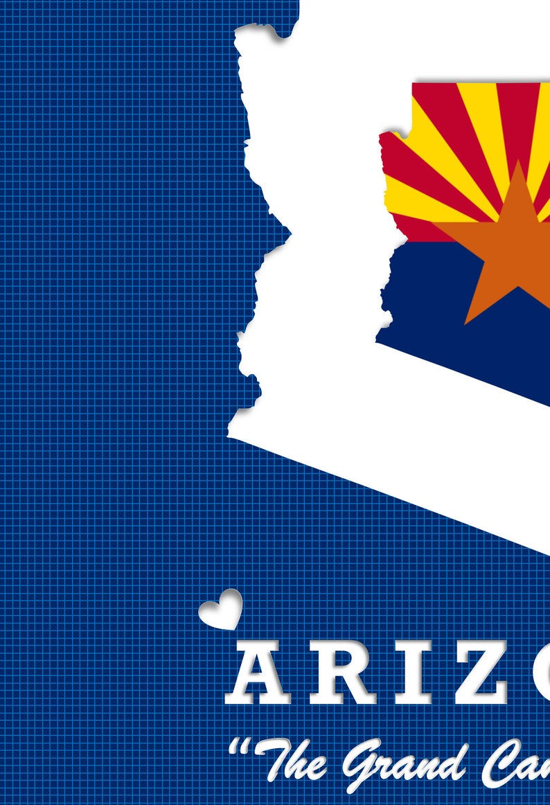 Map of Arizona Arizona Flag Arizona Slogan Poster Print | Etsy