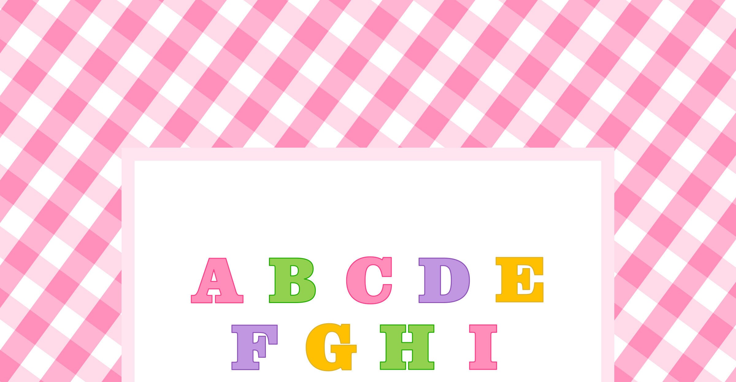 Alphabet and Numbers Poster Wall Art Pink Gingham Plaid - Etsy