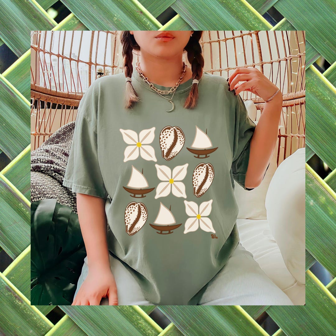 Island Inspired Oversized T-shirt, Seashell, Guasali Flower, Guam CNMI ...