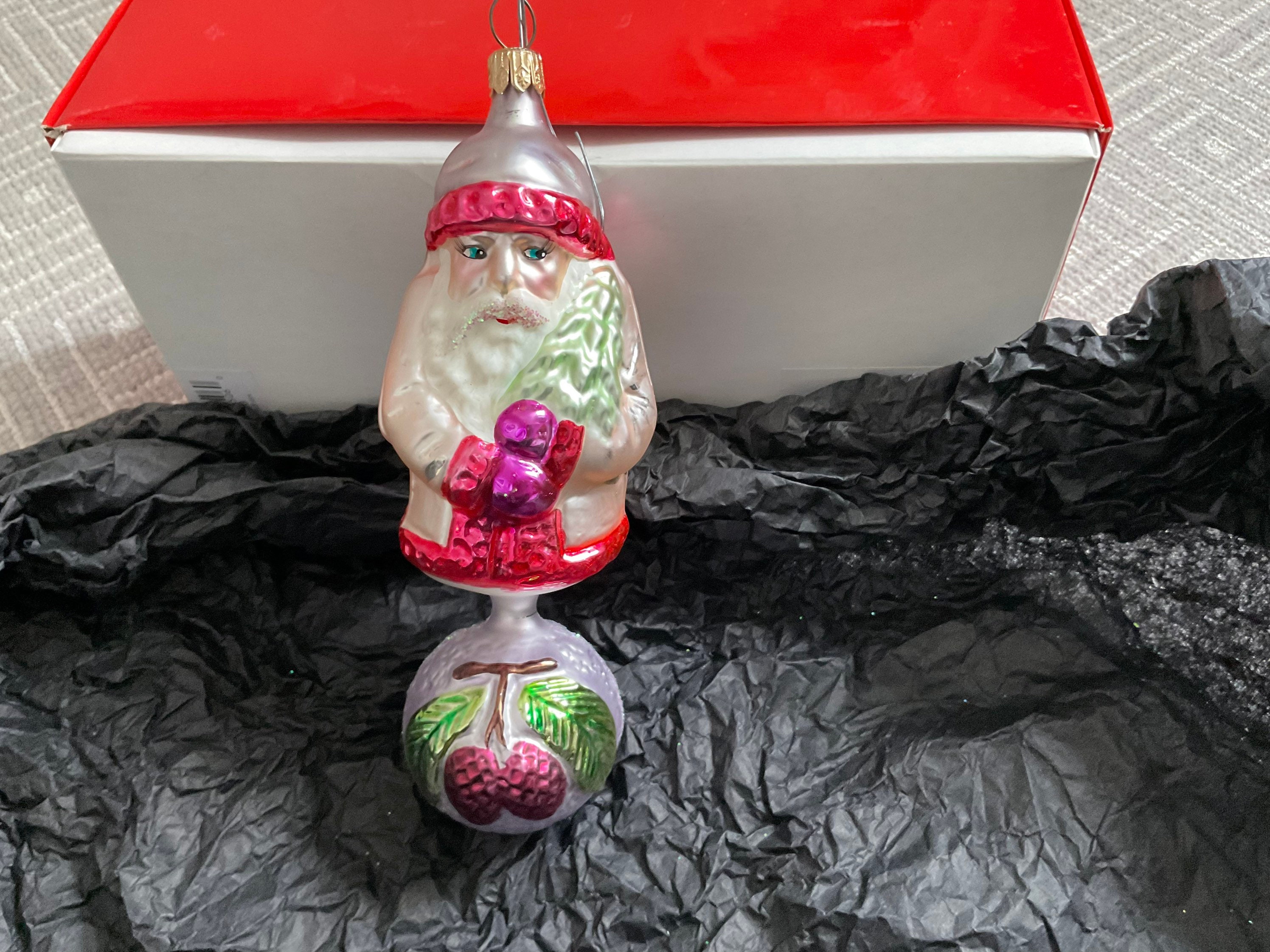 Vintage Christopher Radko Blown Glass Santa Ornament - Etsy