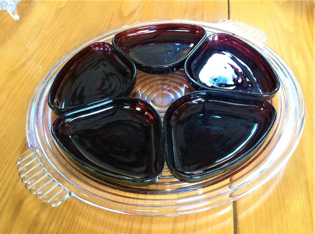 Art Deco Manhattan Lazy Susan With the Five Ruby Inserts - Etsy