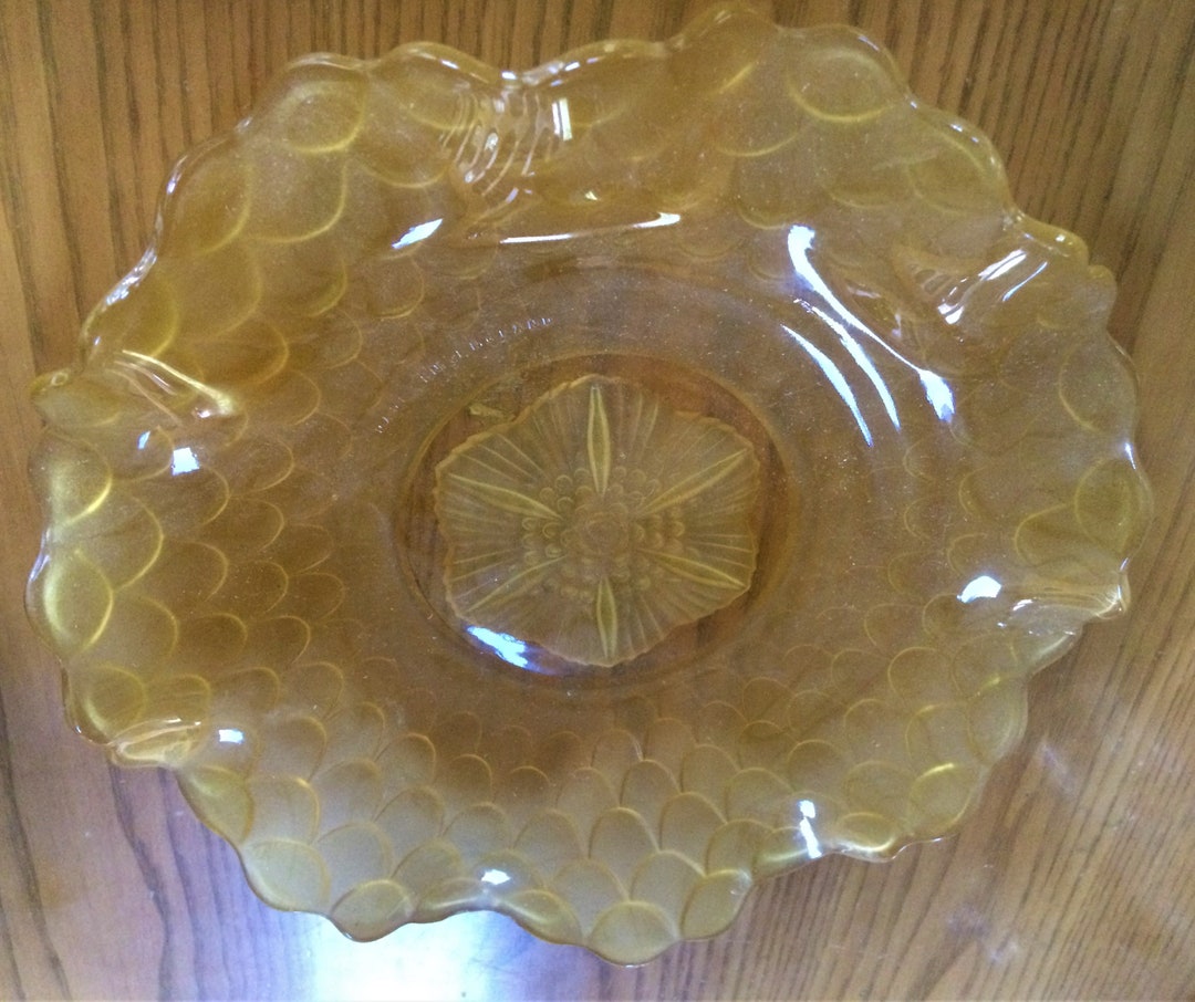 Fish Skin Pattern Ruffled and Frosted Amber Fruit Bowl - Etsy