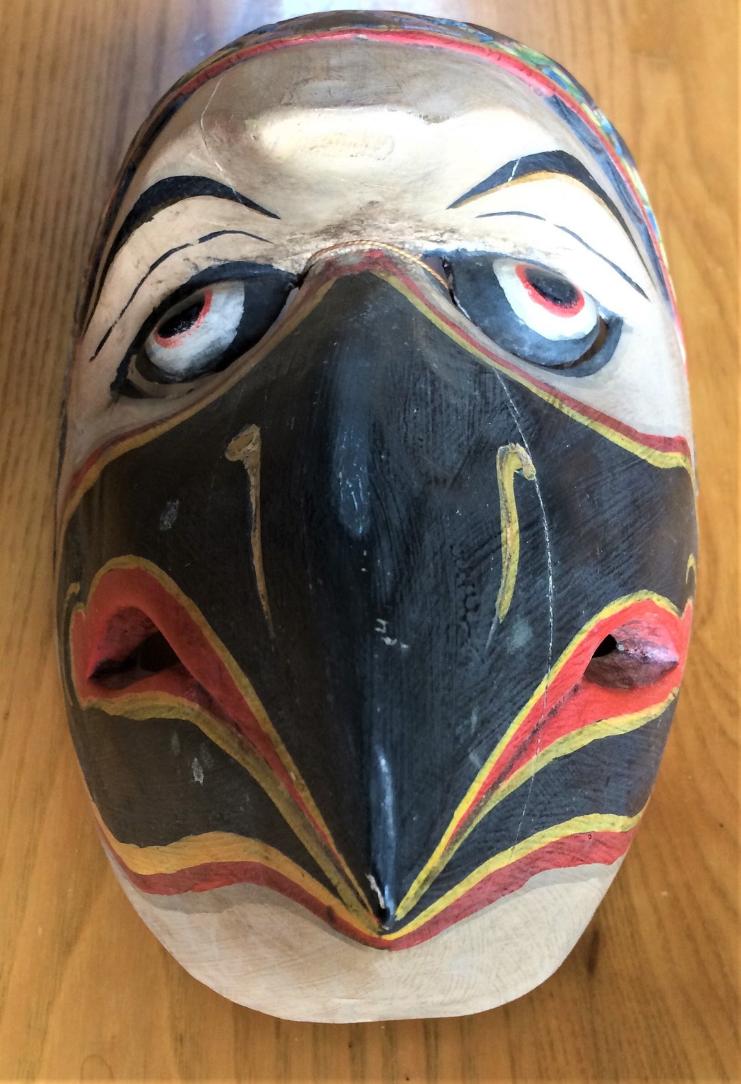 Indonesian Mask Hand-painted Wooden C. 1970s Polychrome - Etsy