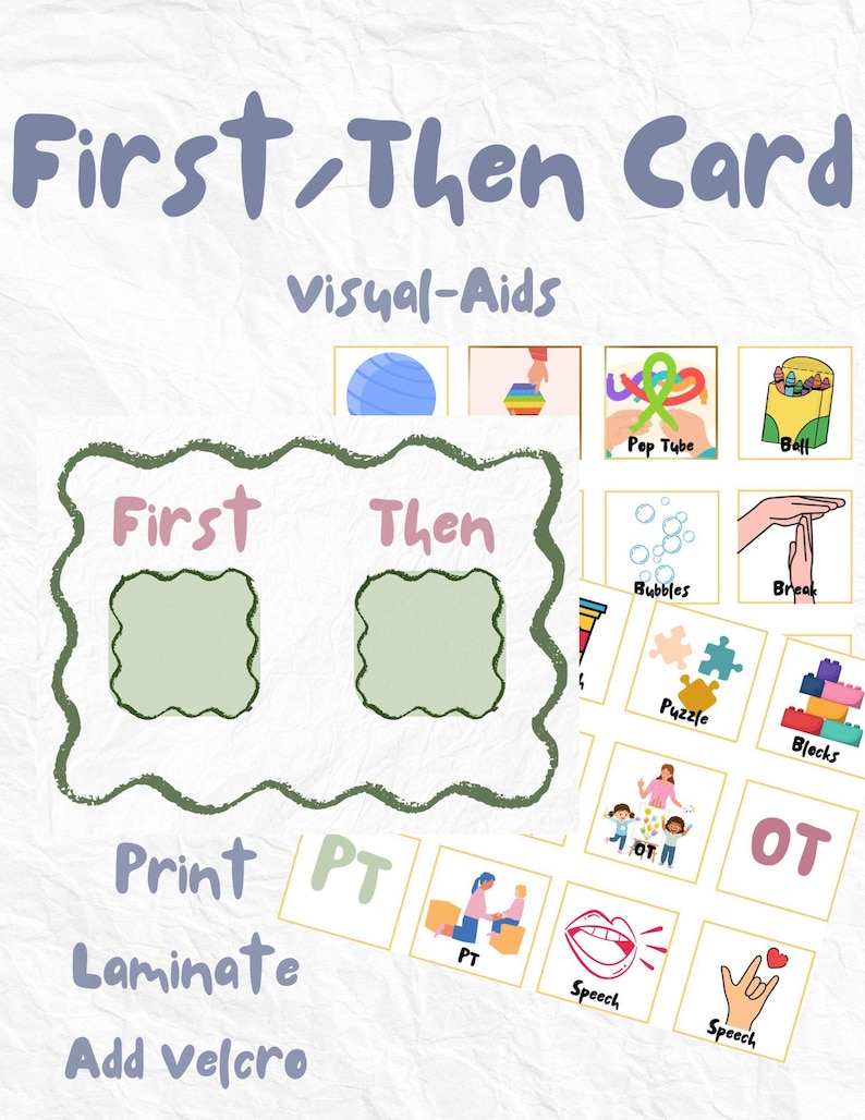 First Then Card, Sensory, Therapy, OT, PT, Speech - Etsy